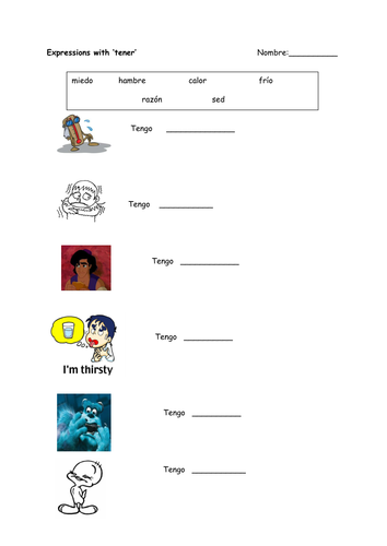 Expressions with tener | Teaching Resources