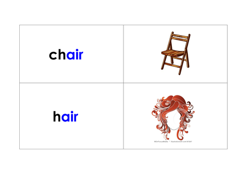 Bingo and Matching Pairs for trigraph 'air' | Teaching Resources