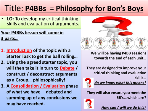 P4C with expectations and evaluations | Teaching Resources