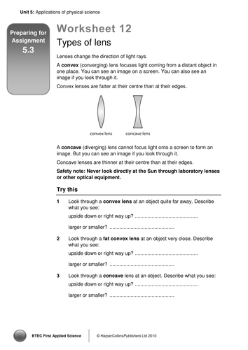 Lenses- convex and concave | Teaching Resources