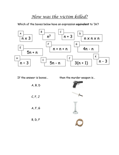Algebra Halloween Murder Mystery (L3/4) | Teaching Resources