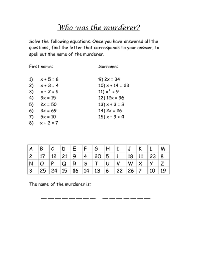 Algebra Halloween Murder Mystery (L3/4) | Teaching Resources