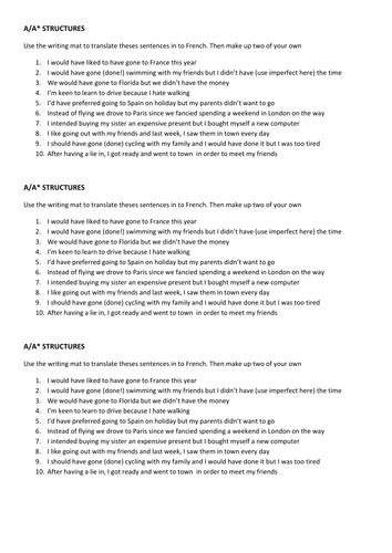 structures in French for grades 8 and 9 | Teaching Resources