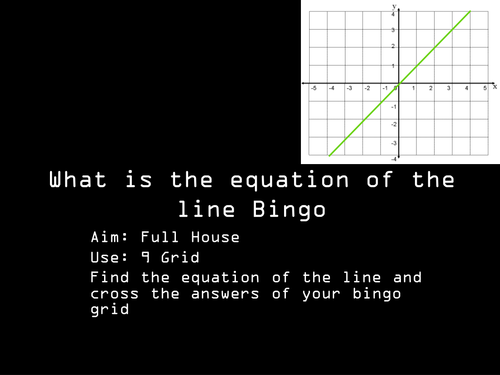 Find the equation of a line bingo | Teaching Resources