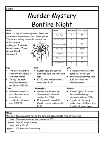Mini Mystery Murder | Teaching Resources Mini Mystery Murder | Teaching Resources