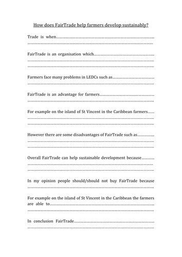 Fair Trade assessment | Teaching Resources