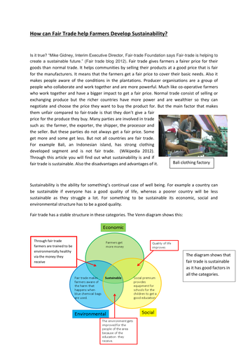 Fair Trade assessment | Teaching Resources