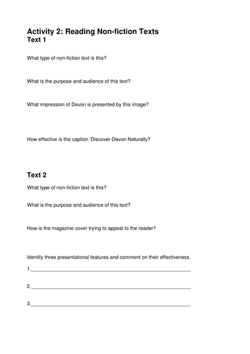 Reading Non-Fiction Texts | Teaching Resources