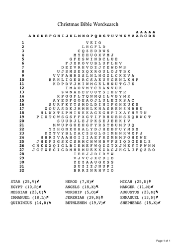 Christmas Bible Wordsearch | Teaching Resources