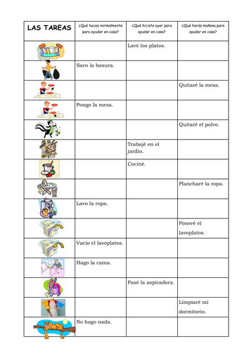 Las tareas - household chores | Teaching Resources