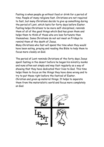 Lent & fasting | Teaching Resources