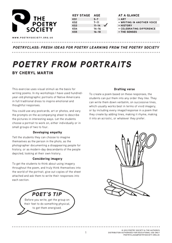 Making poetry from portraits (Poetry Society) | Teaching Resources
