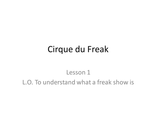 Darren Shan Cirque du Freak series of lessons | Teaching Resources
