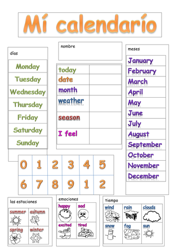 My Spanish Calendar | Teaching Resources