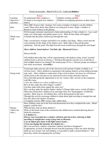 Shadows LESSON PLAN AND PRESENTATION | Teaching Resources