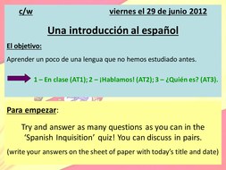 Introductory 'Taster' Spanish Lesson | Teaching Resources