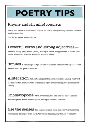 Poems that create images - Similes & Metaphors - Year 4 to 6 | Teaching ...