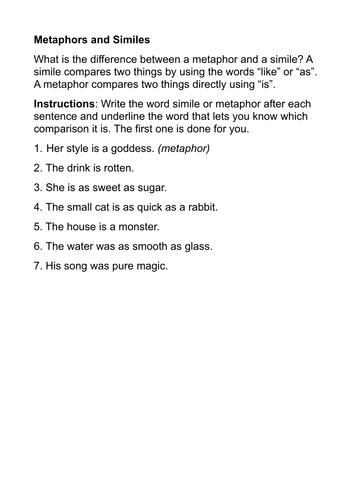 Poems that create images - Similes & Metaphors - Year 4 to 6 | Teaching ...