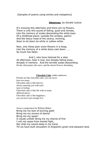 Poems that create images - Similes & Metaphors - Year 4 to 6 | Teaching ...