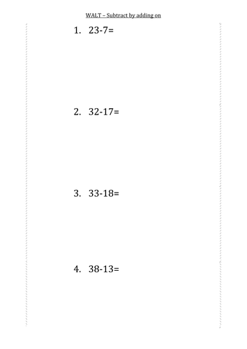Taking away/ subtraction by adding on using a number line | Teaching ...