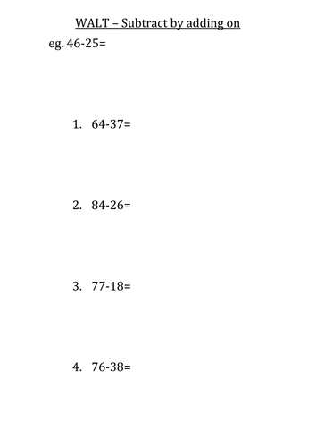 Taking away/ subtraction by adding on using a number line | Teaching ...