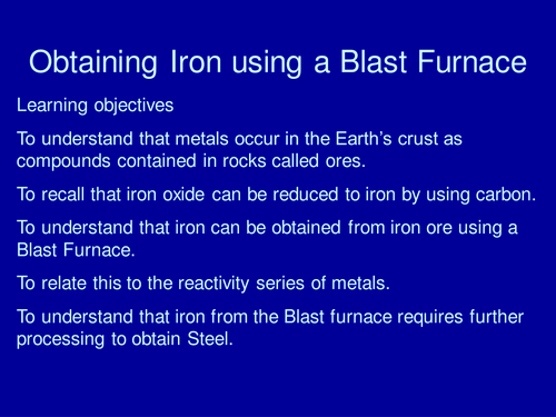 Obtaining metals (Iron) | Teaching Resources