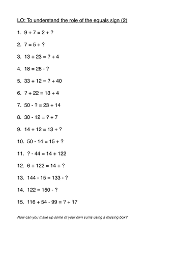 Understanding the role of the equals sign | Teaching Resources