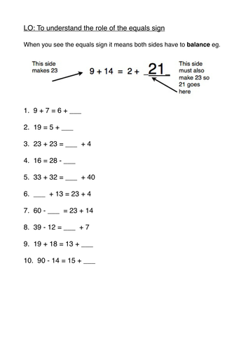 Understanding the role of the equals sign | Teaching Resources