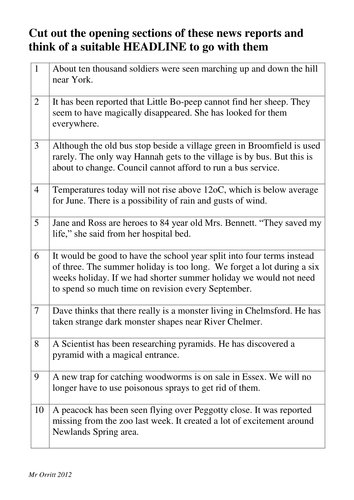 Headlines / Newspapers - Plans, presentation, worksheets | Teaching ...