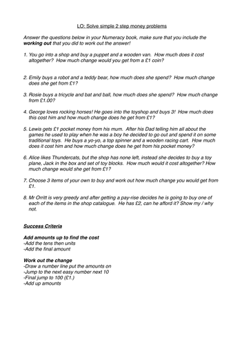 2 step word problem worksheets | Teaching Resources