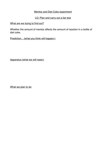 Diet Coke and Mentos - Science Experiment | Teaching Resources