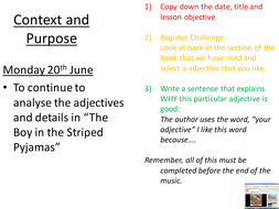 Boy In The Striped PYjamas analysing adjectives | Teaching Resources