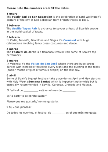 Spanish festivals | Teaching Resources