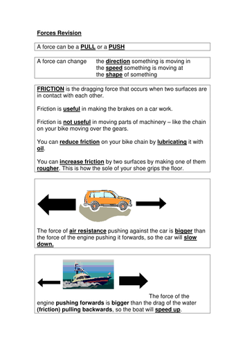 Forces revision | Teaching Resources