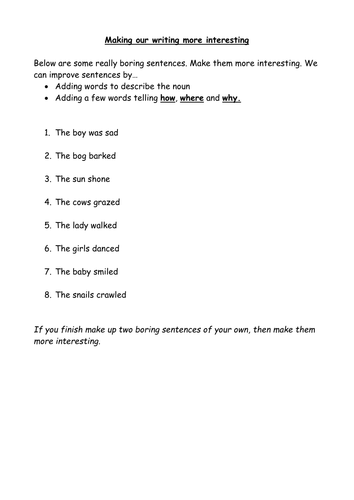 Telescopic Texts Improving Sentences | Teaching Resources