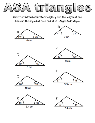 ASA, SAS and SSS construction worksheets | Teaching Resources