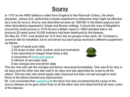 Scurvy | Teaching Resources