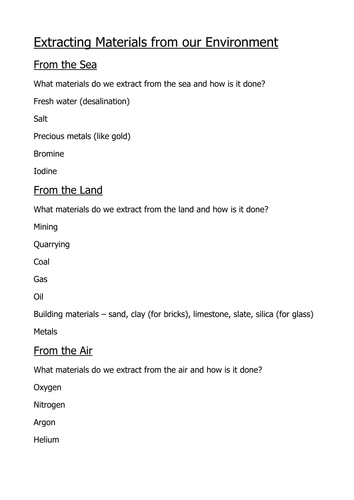 Extracting materials from our environment | Teaching Resources