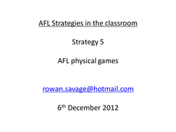 AFL Strategies 5 - AFL physical games all subjects | Teaching Resources