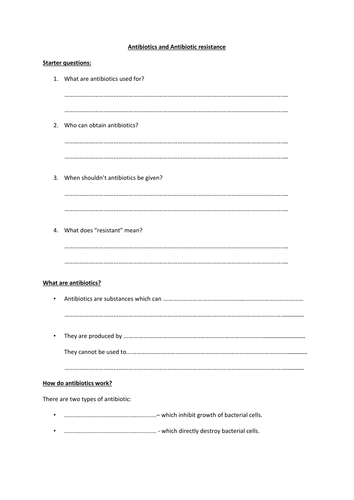 16.2 & 16.3 Antibiotics & Antibiotic resistance | Teaching Resources