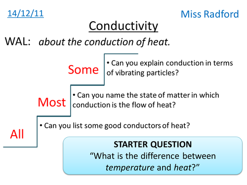 Conduction - year 8 | Teaching Resources