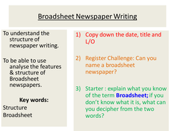 Year 11 Newspaper Writing and Features | Teaching Resources