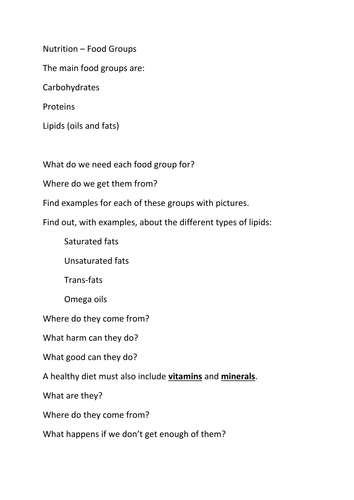 Nutrition | Teaching Resources