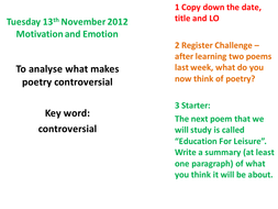 Poetry Scheme - 3 Poems - Education For Leisure 1 | Teaching Resources