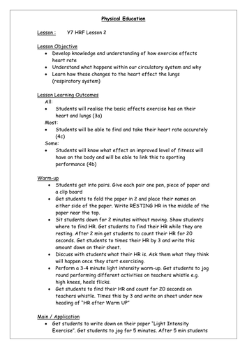 Year 7 Health Related Fitness | Teaching Resources