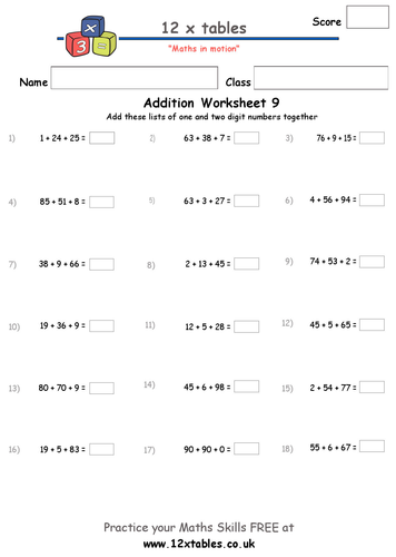 Adding lists of 1, 2 and 3 digit numbers | Teaching Resources