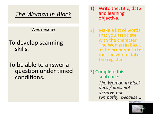 Woman In Black Lit Question Planning | Teaching Resources