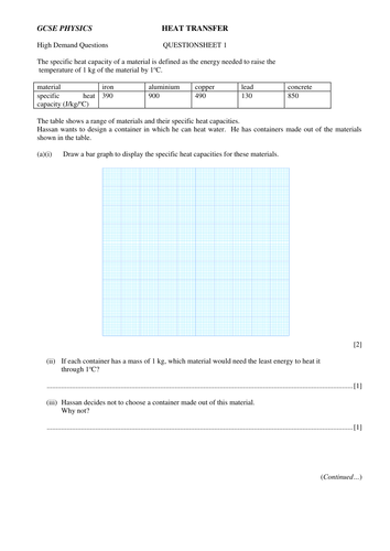 GCSE heat questions and answers | Teaching Resources