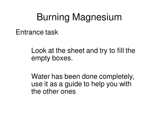 Burning Magnesium ppt | Teaching Resources
