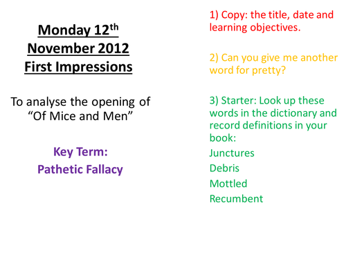 Of Mice and men Opening Of The Novel | Teaching Resources